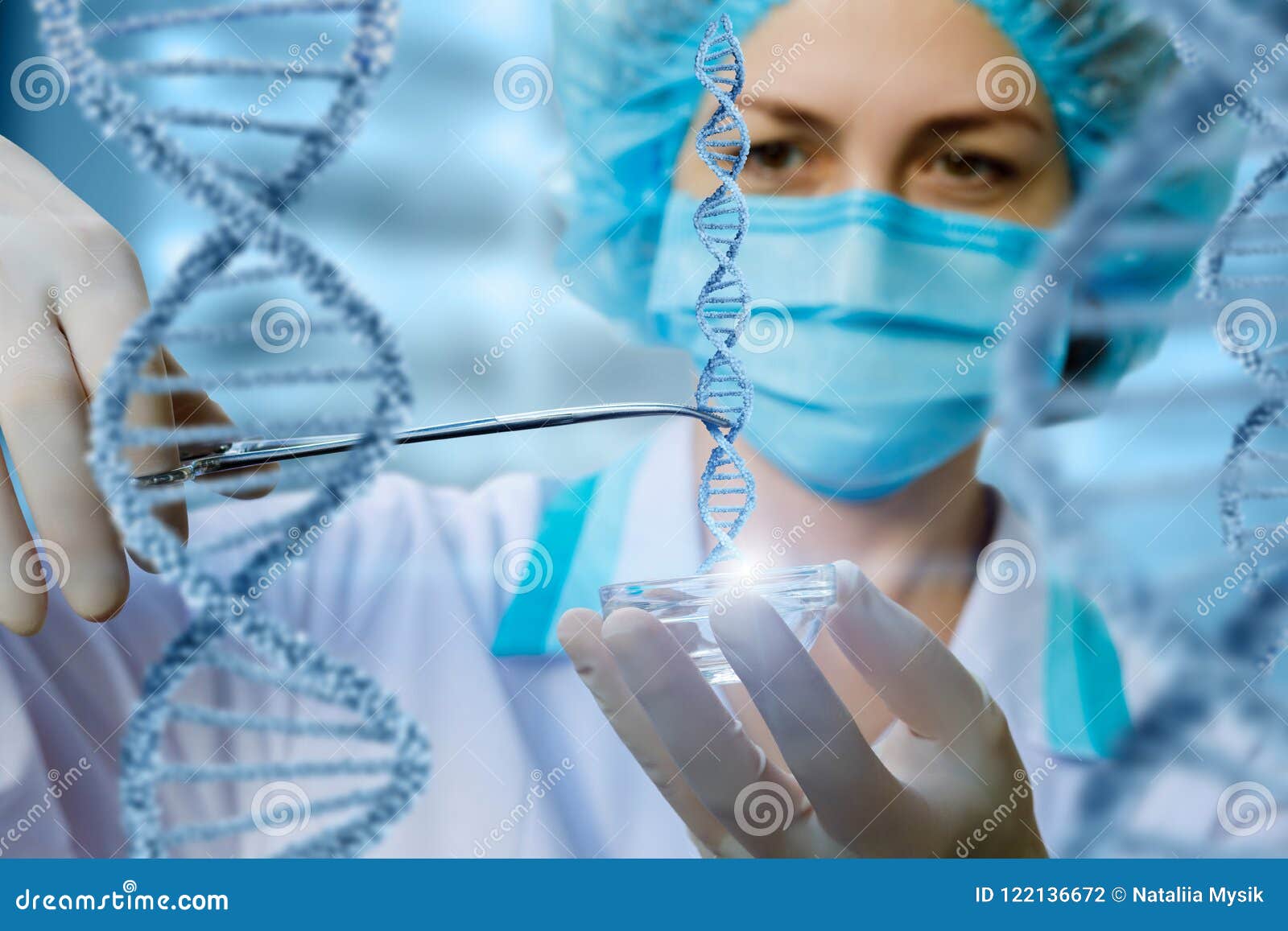 Researcher Holds the DNA Sample . Stock Photo - Image of occupation ...