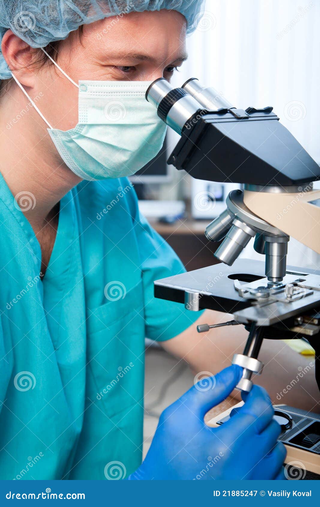 Researcher with microscope stock image. Image of laboratory - 21885247