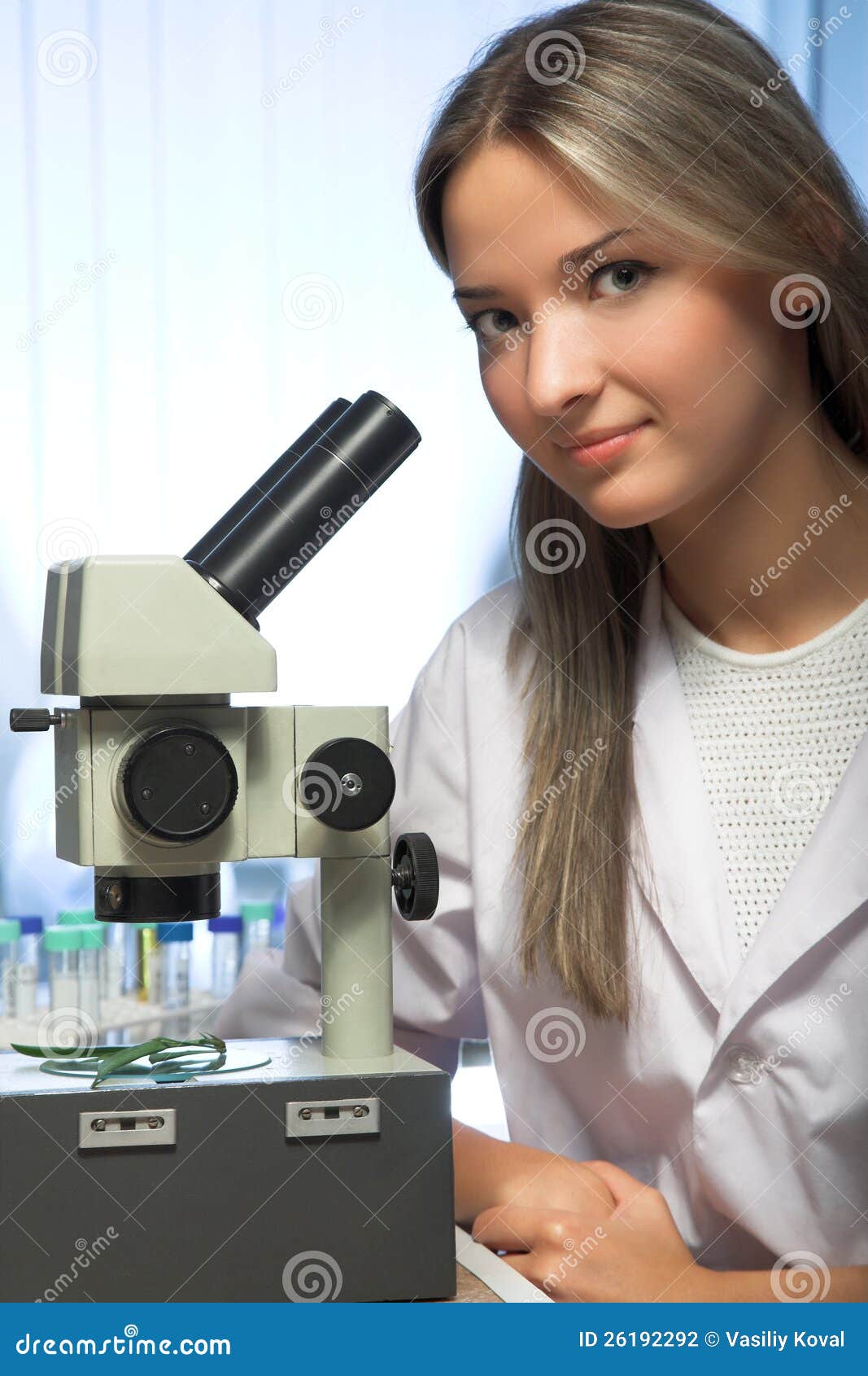 Researcher with microscope stock photo. Image of biology - 26192292