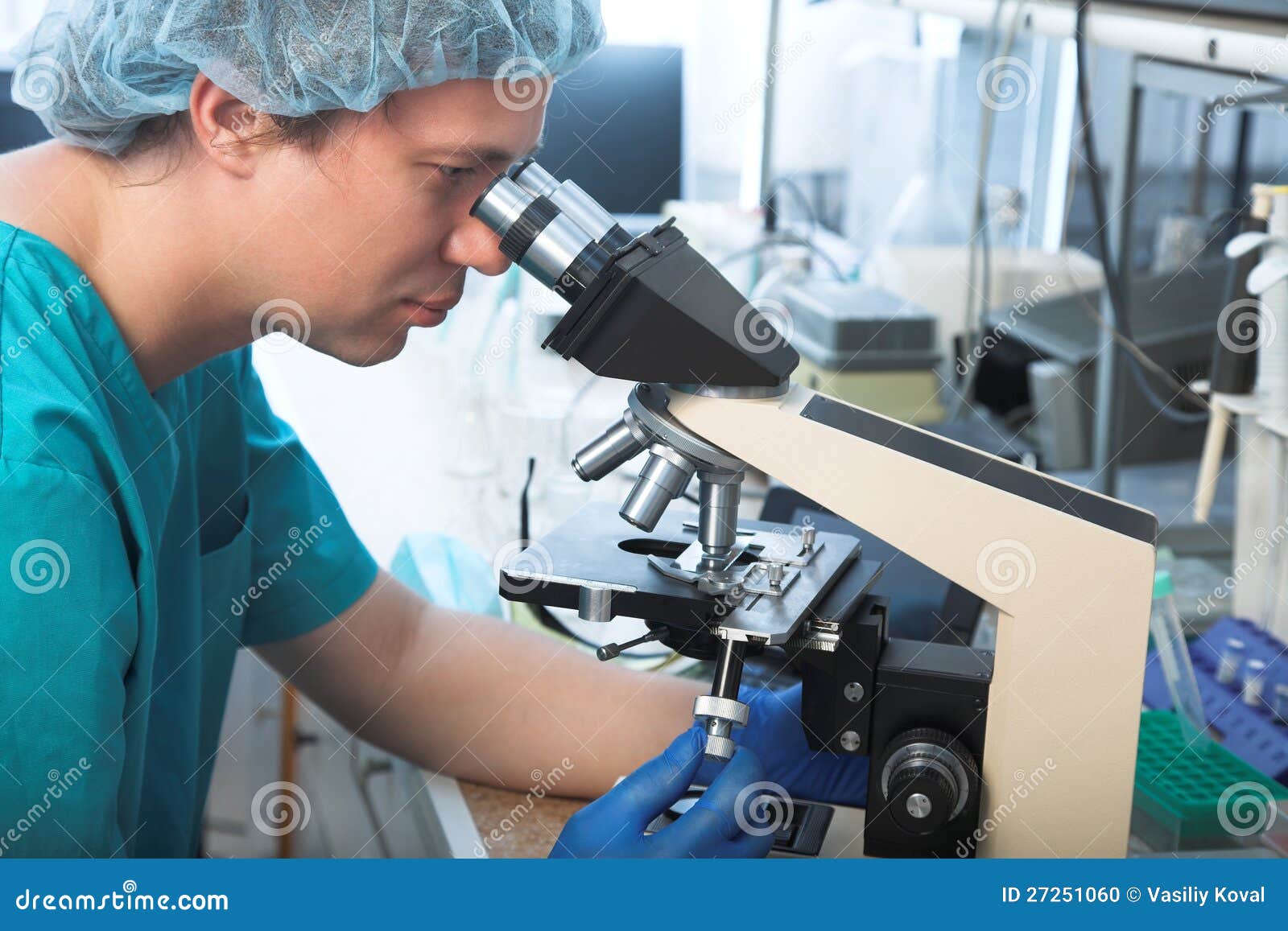 Researcher with microscope stock photo. Image of research - 27251060
