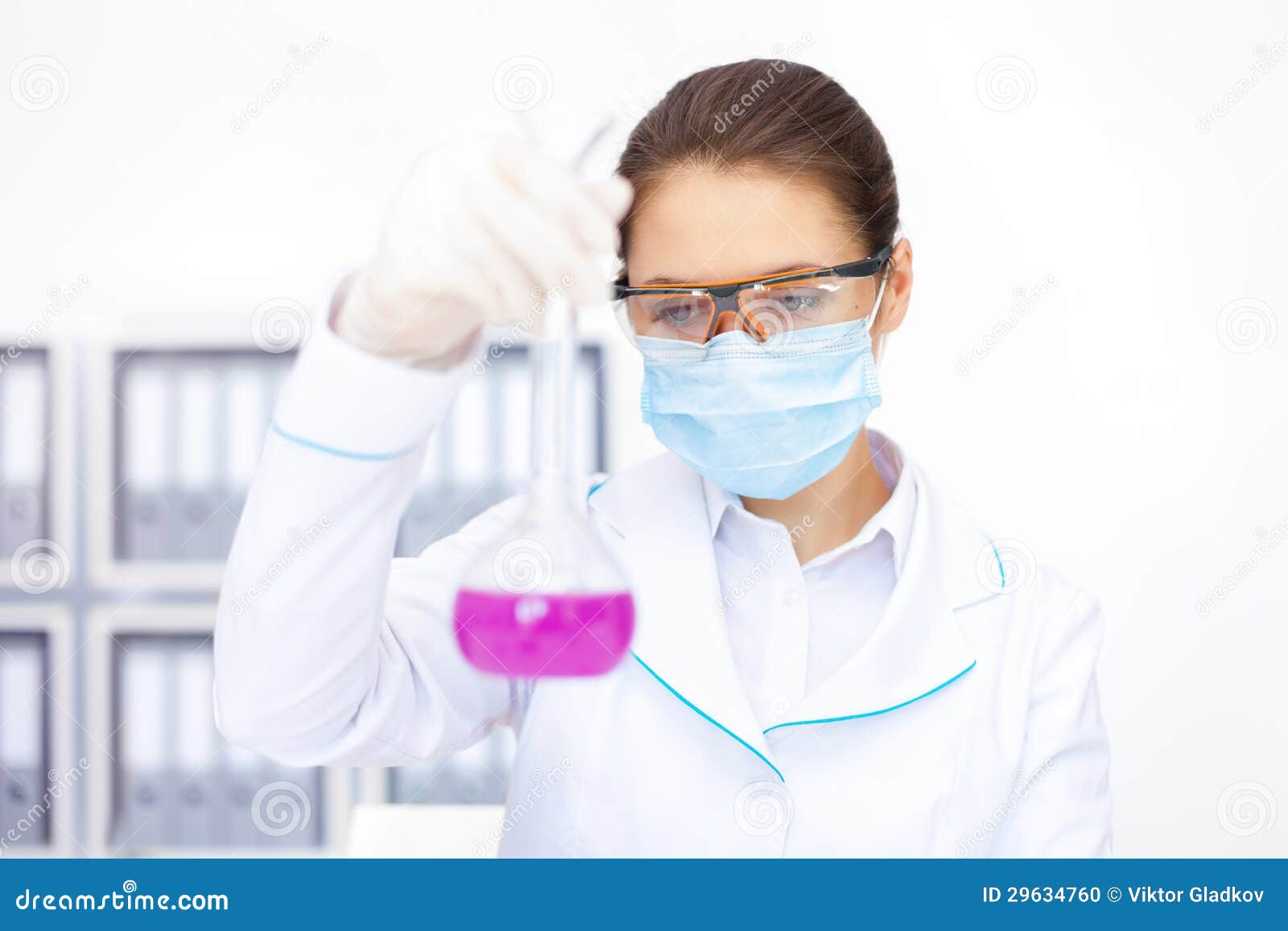 Researcher Observing Liquid in Flask Stock Photo - Image of hand ...