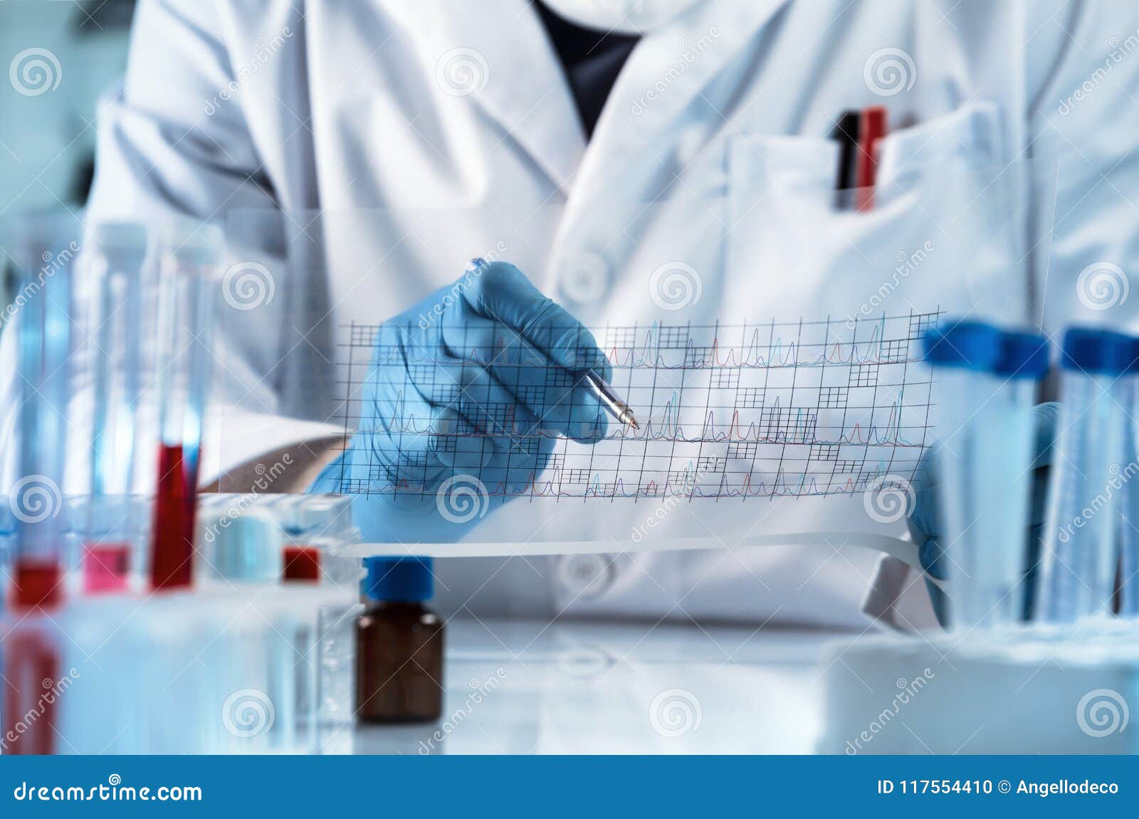 Researcher Reading a Graph of the Results of the Analysis Stock Photo ...