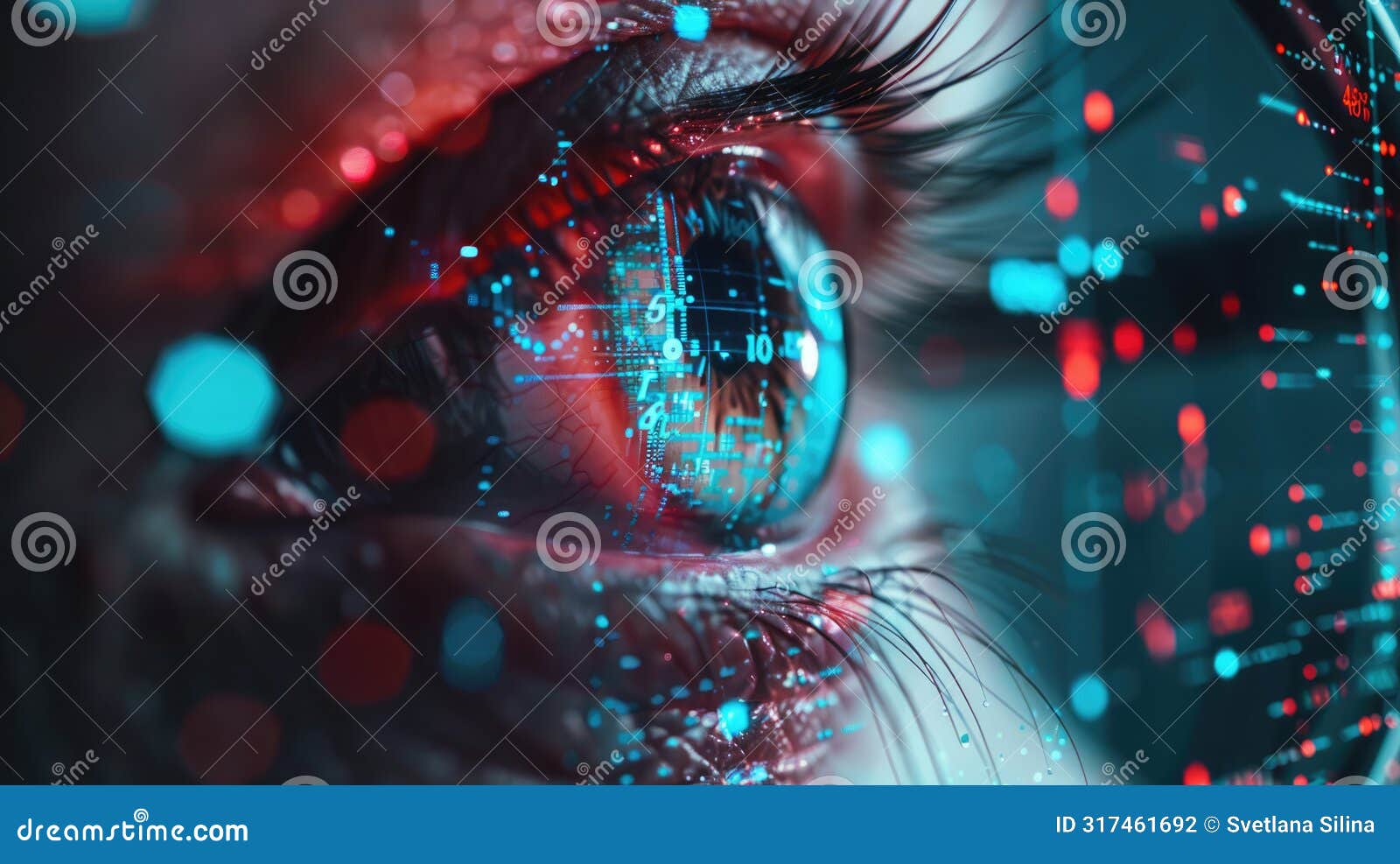 Researcher S Eye Close-up with Big Data Map Reflection, Indicating Deep ...