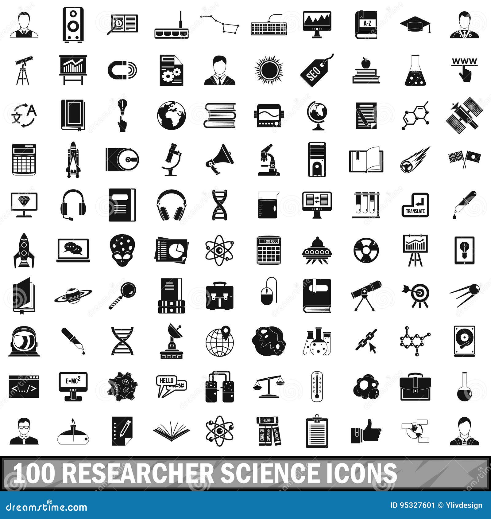 100 Researcher Science Icons Set, Simple Style Stock Vector ...