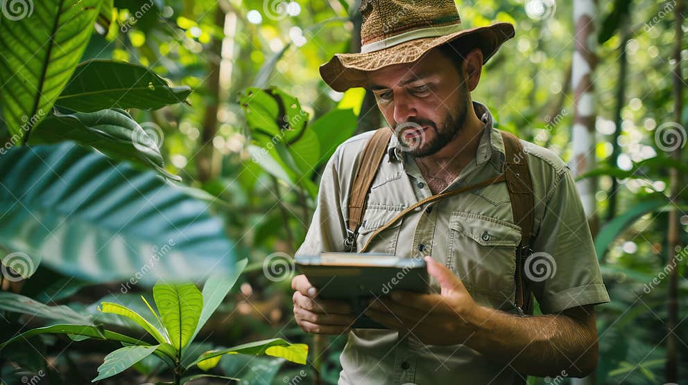 Researcher Studying Tropical Climate Change Patterns Stock Illustration ...