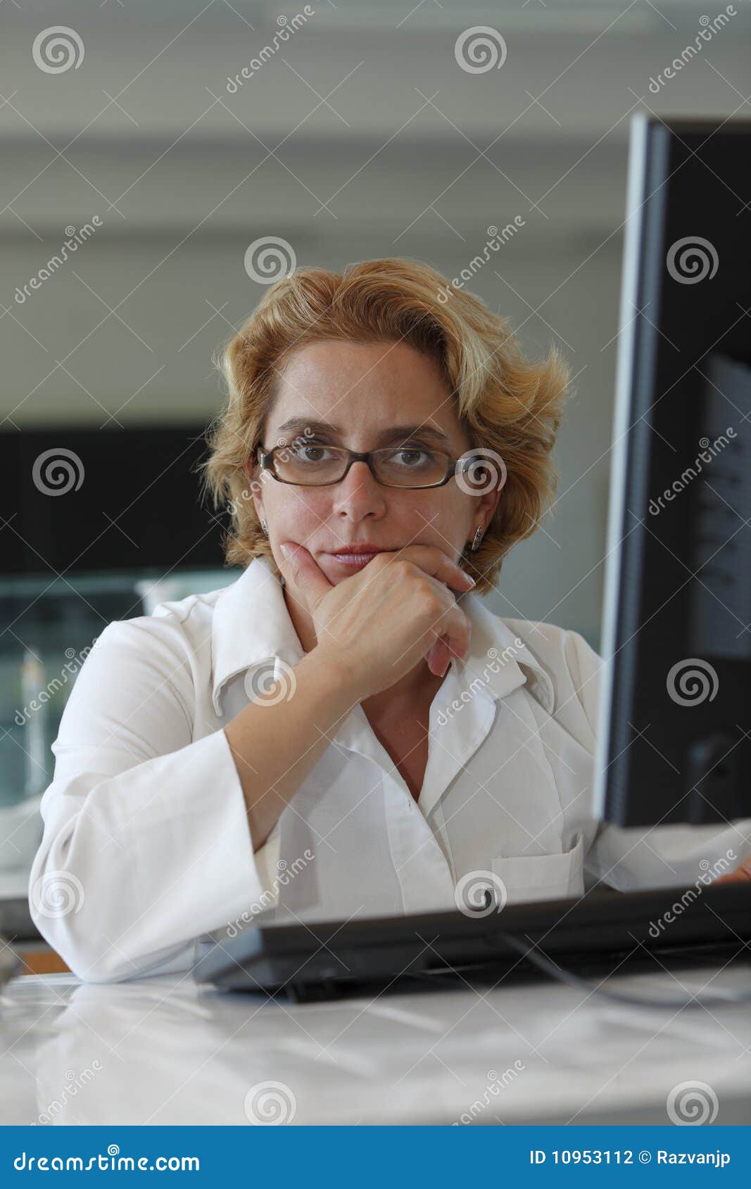Researcher thinking stock photo. Image of research, monitor - 10953112