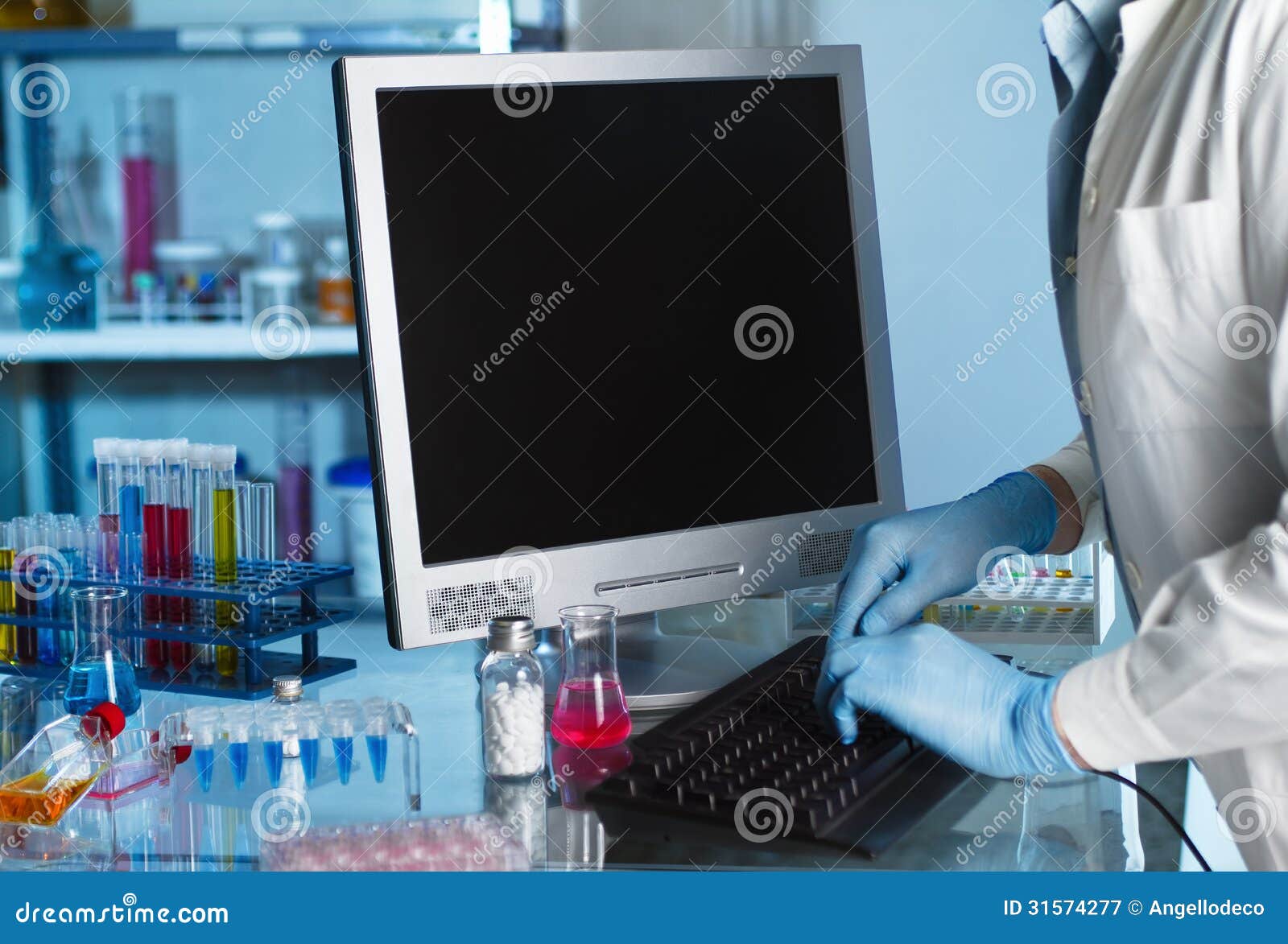 Researcher Typing on the Keyboard Stock Image - Image of laptop, care ...