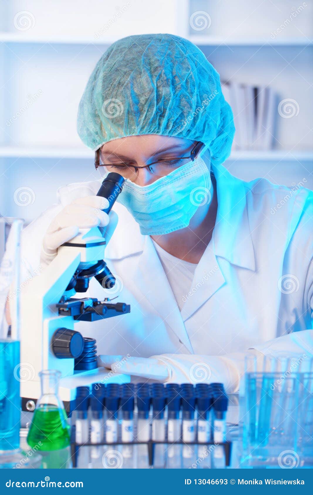 Researcher Using a Microscope in a Laboratory Stock Image - Image of ...