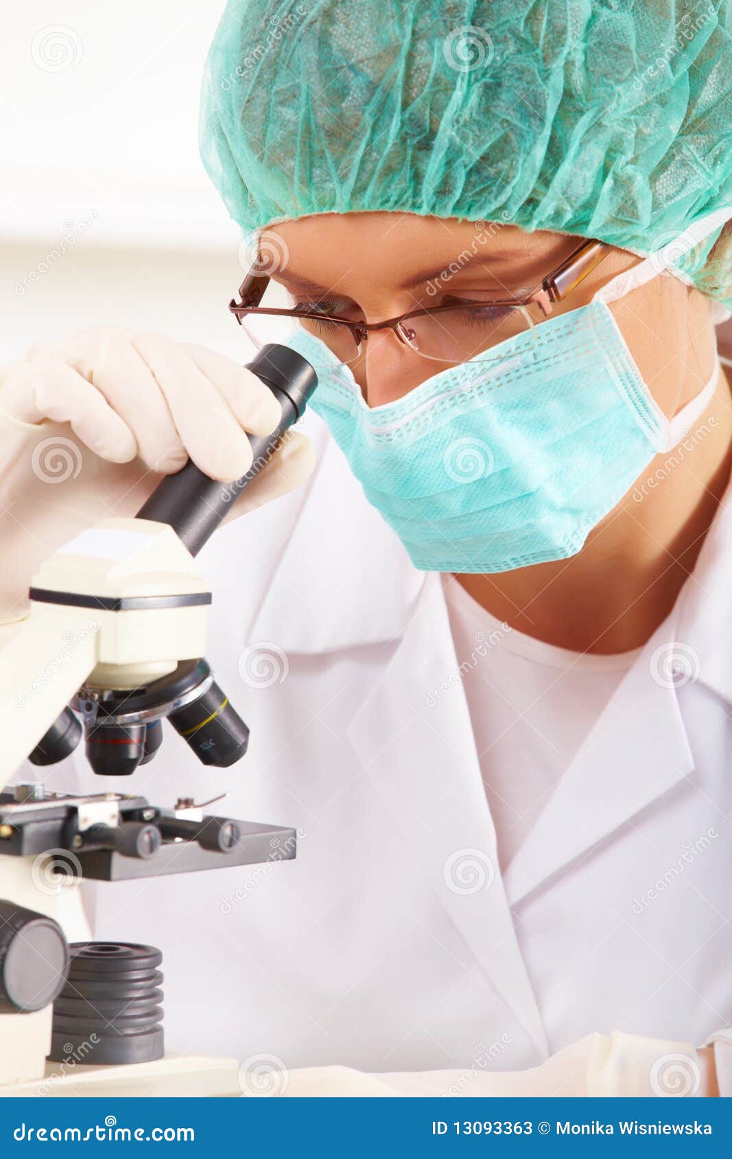 Researcher Using a Microscope in a Laboratory Stock Image - Image of ...