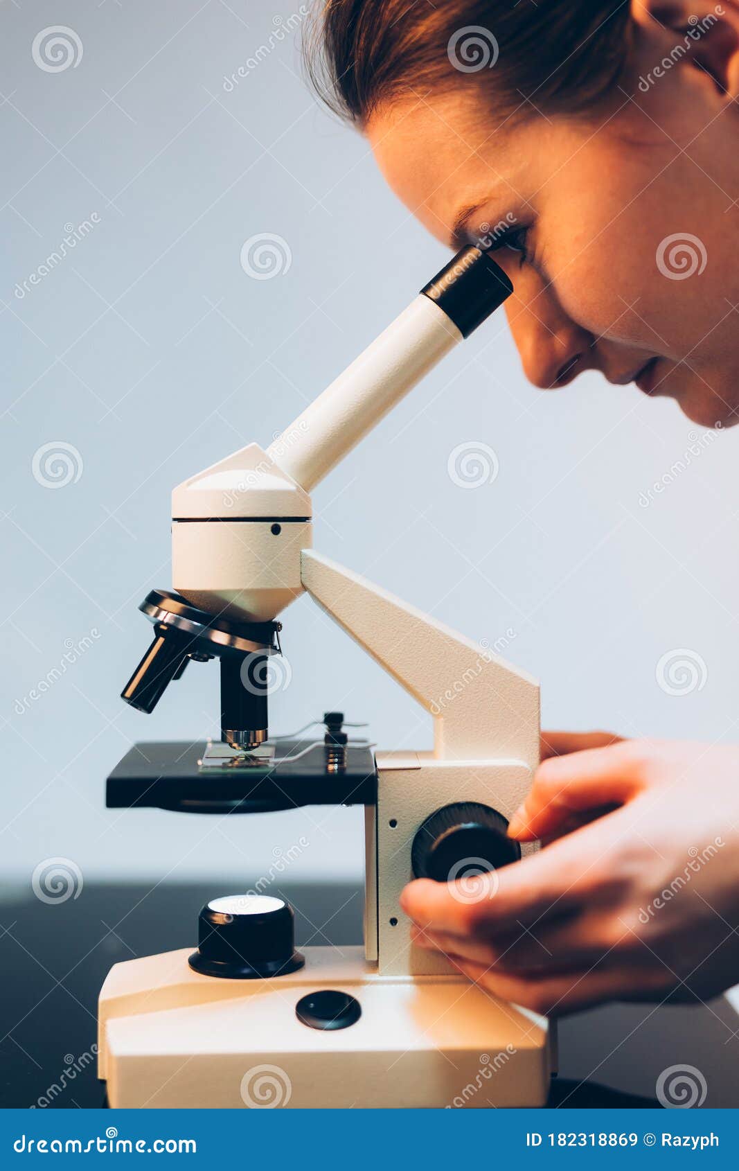 Researcher Using Microscope - on White Stock Image - Image of knowledge ...