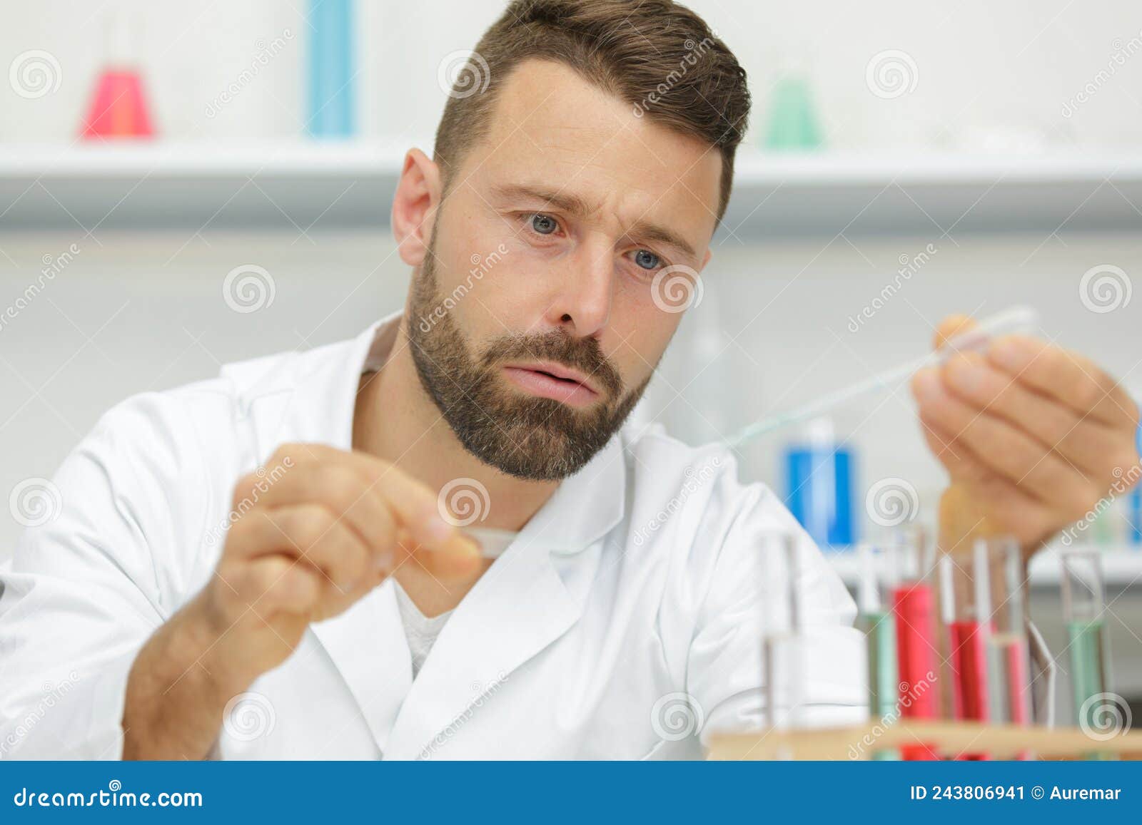 Researcher at Work in Laboratory with Pipette Stock Image - Image of ...