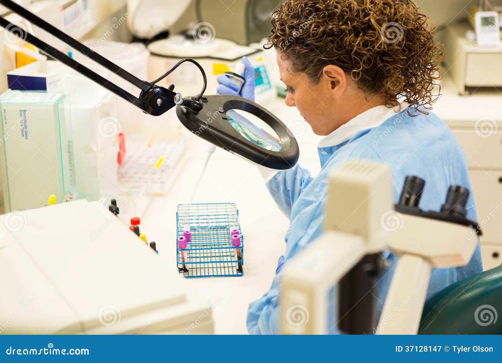 Researcher Working in Laboratory Stock Image - Image of caucasian ...