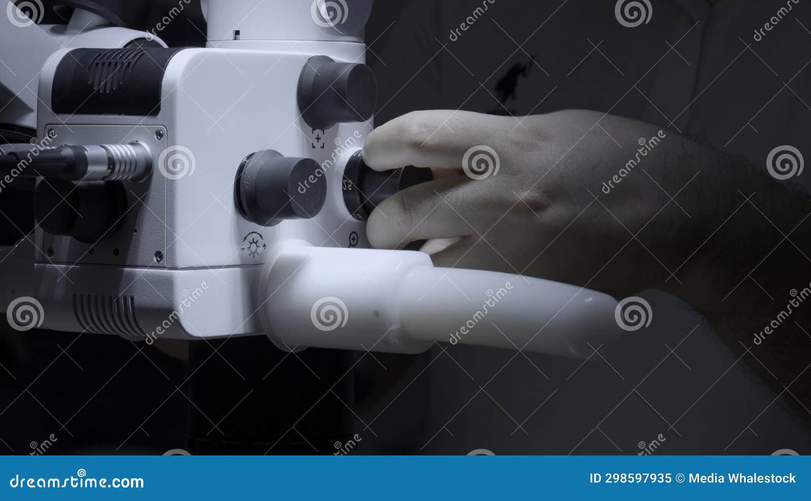 Researcher Working with a Microscope, Close Up. Action. Scientific ...