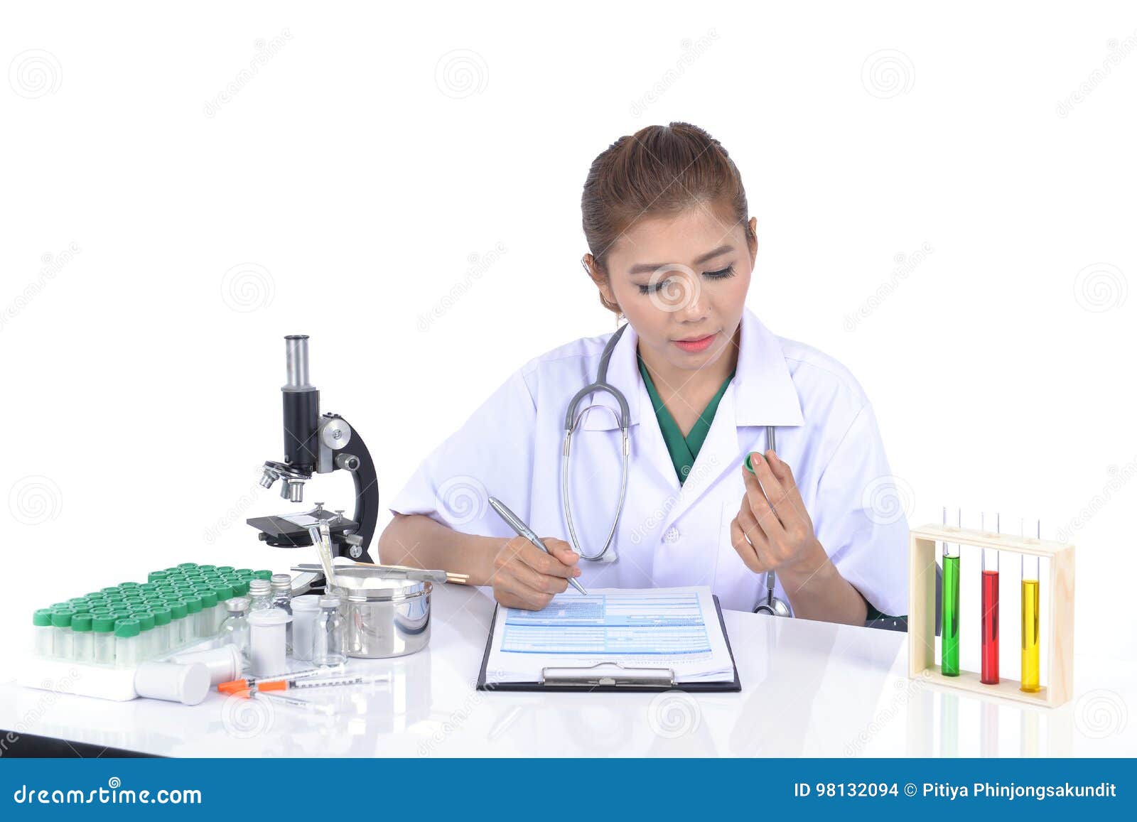 Researchers are Examining the Trial and Evaluation Stock Photo - Image ...