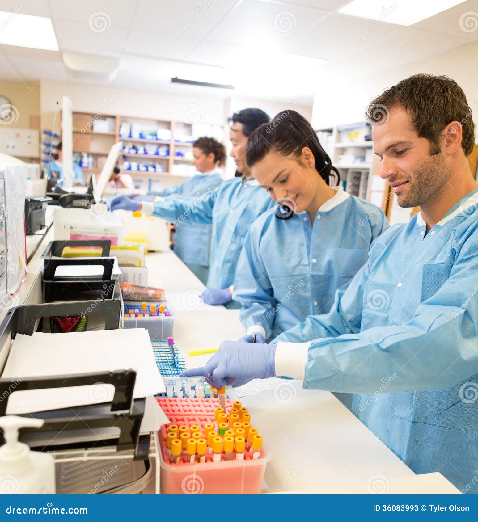 Researchers Experimenting in Laboratory Stock Image - Image of blood ...