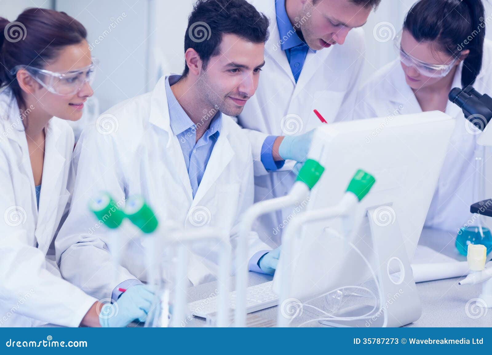 Researchers Looking at Computer Screen in the Lab Stock Image - Image ...