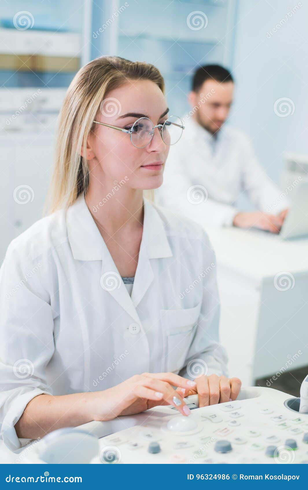 Researchers Team Work at Computer Scientific Analysing Data Out ...