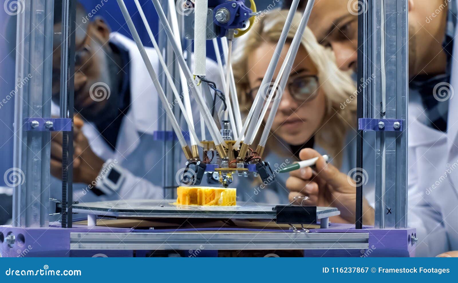 Researchers Watching 3-D Printing Machine in Process Stock Image ...