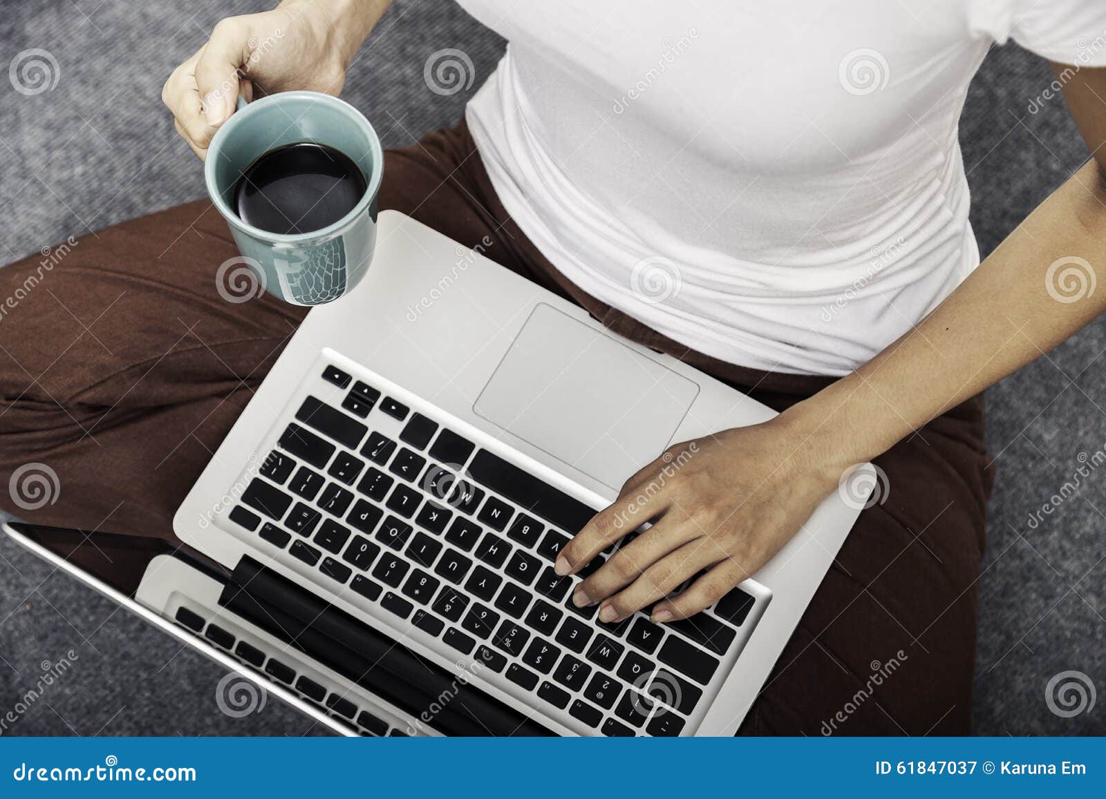 Researching on computer stock image. Image of clothes - 61847037