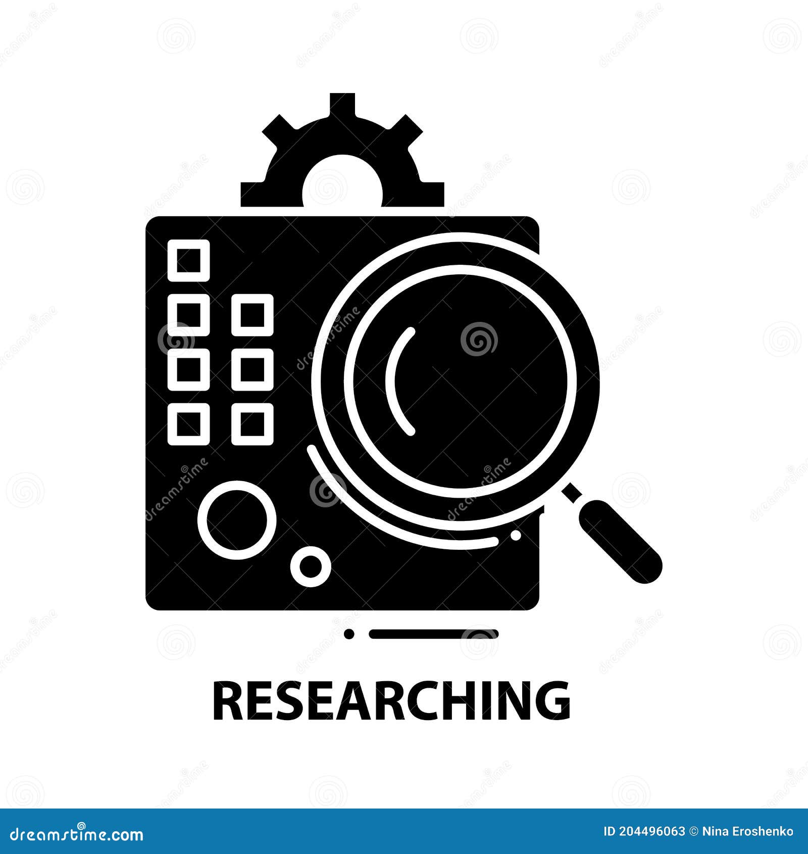 Researching Icon, Black Vector Sign with Editable Strokes, Concept ...