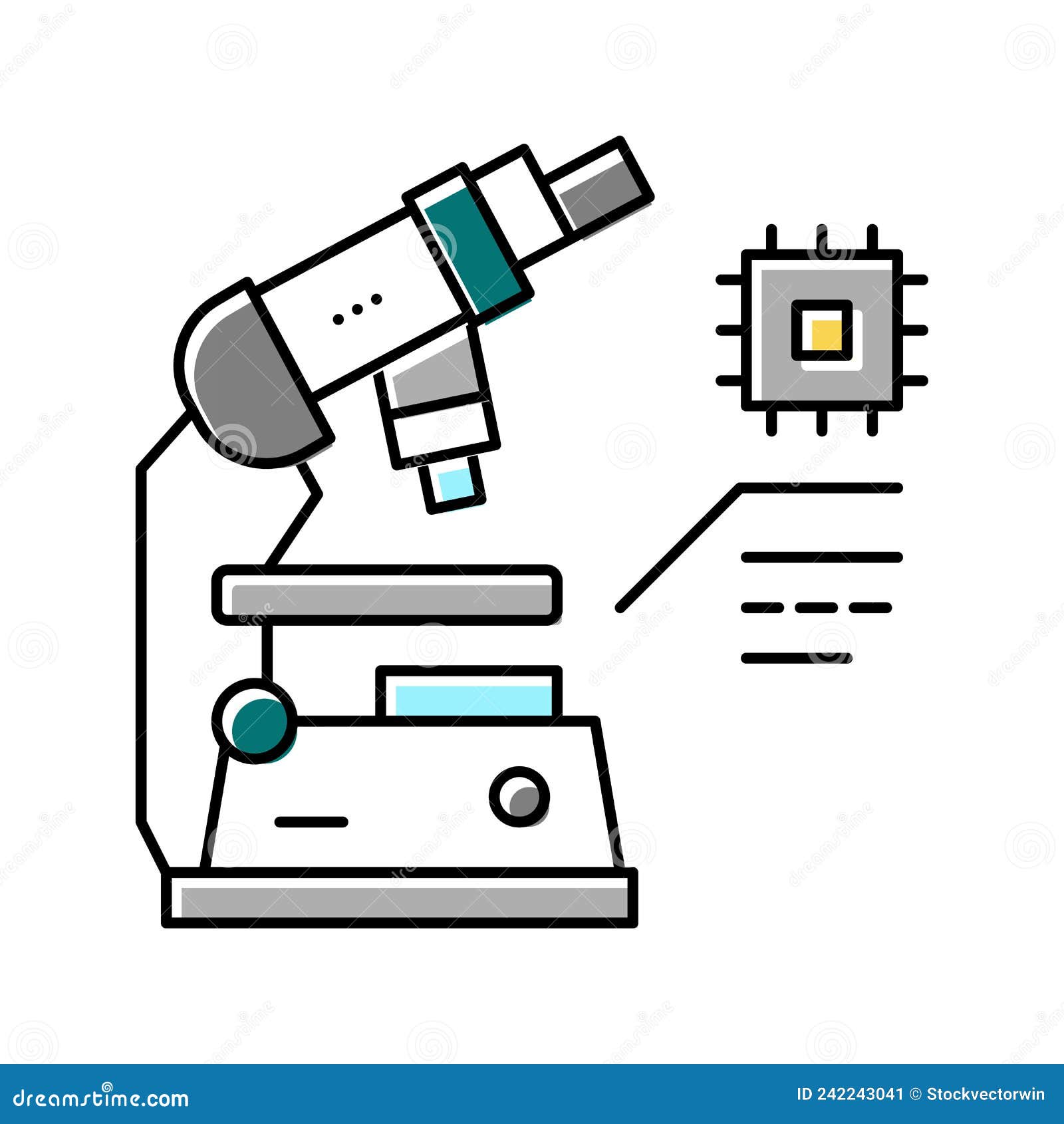 Researching Microscope Semiconductor Manufacturing Color Icon Vector ...