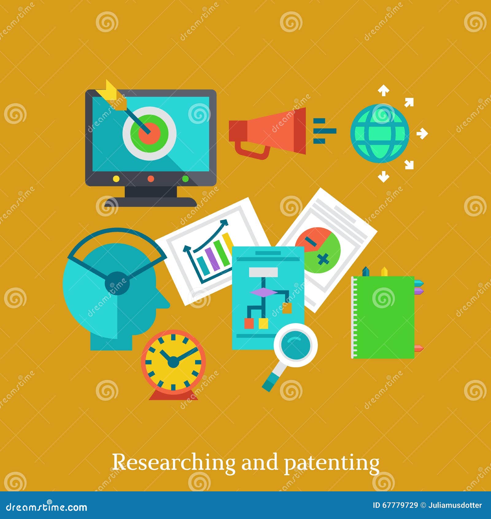 Researching and Patenting Flat Illustration Concept. Stock Vector ...