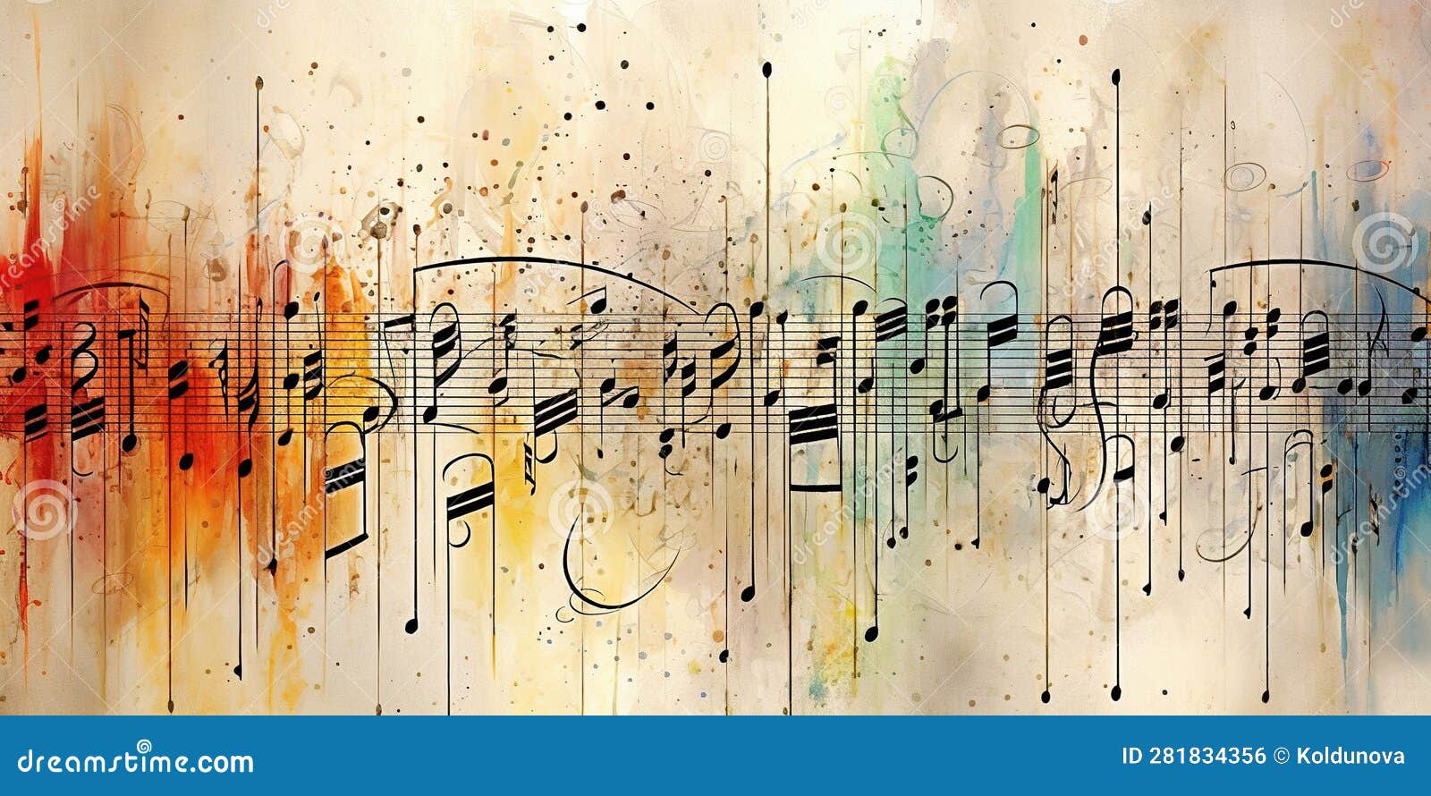 Resembles Musical Score with Various Colored Notes Representing ...