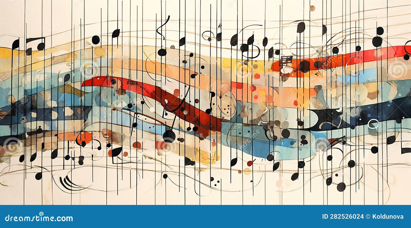 Resembles Musical Score with Various Colored Notes Representing ...