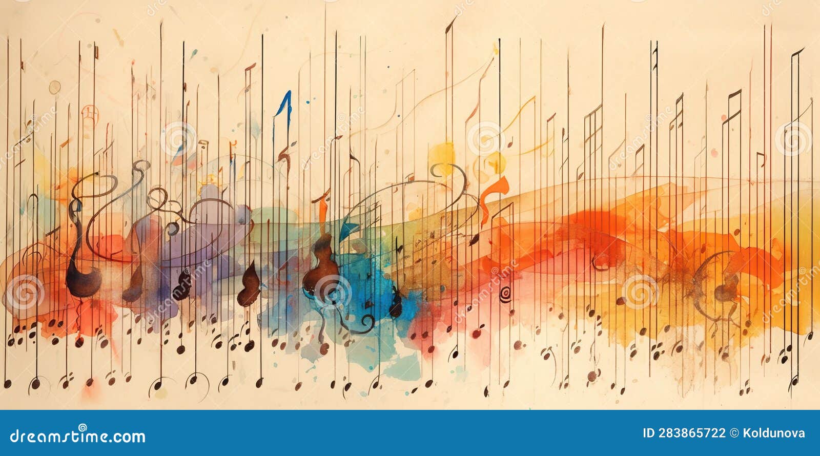 Resembles Musical Score with Various Colored Notes Representing ...
