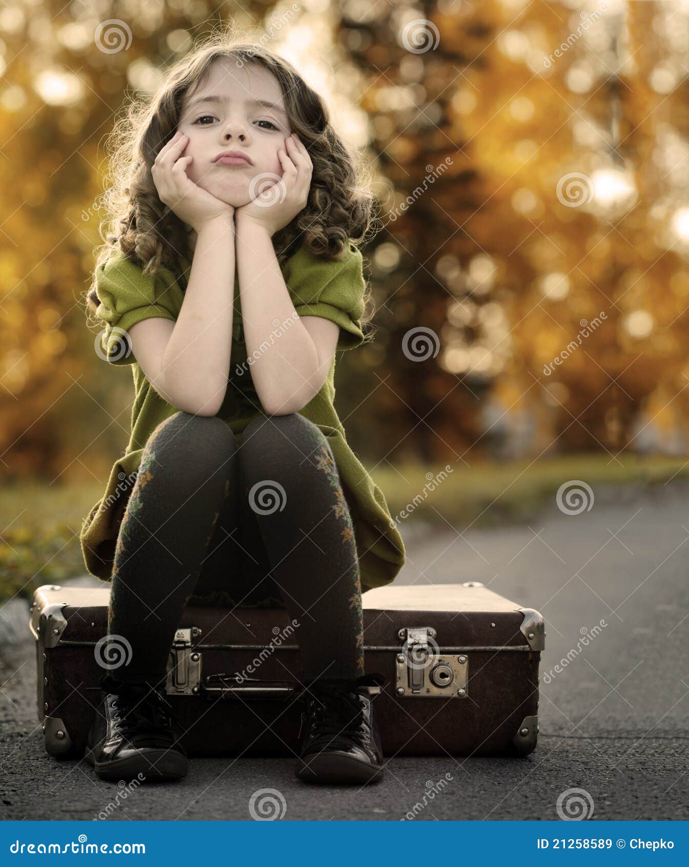Resentful girl stock image. Image of suitcase, preschooler - 21258589