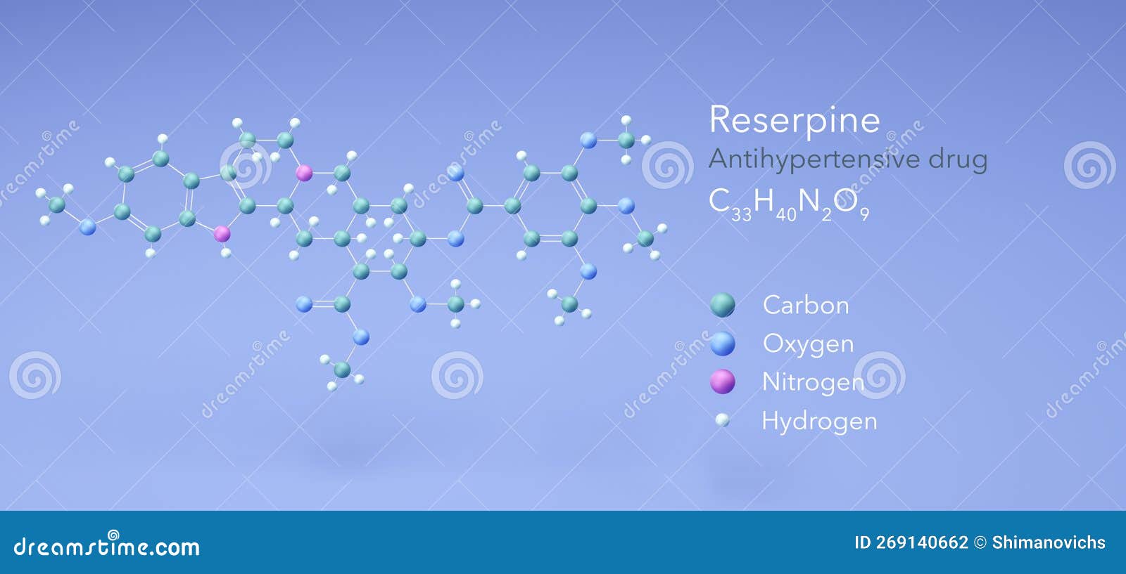 Reserpine Molecule, Molecular Structures, Antihypertensive Drug, 3d ...