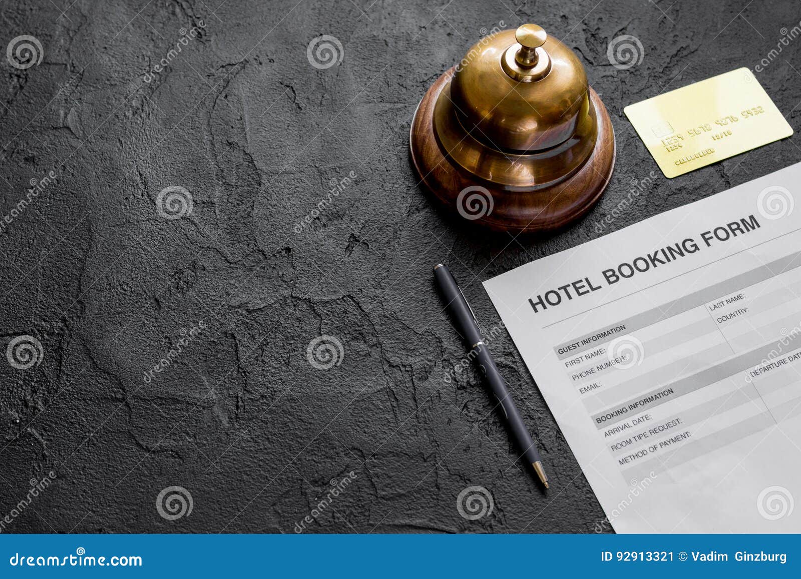 Reservation Form on Hotel Reception Dark Desk Background Stock Image ...