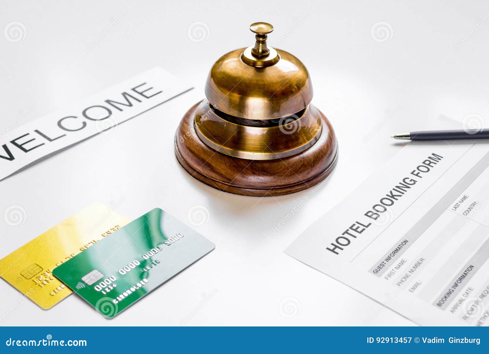 Reservation Form On Hotel Reception Desk Background Stock Photography ...