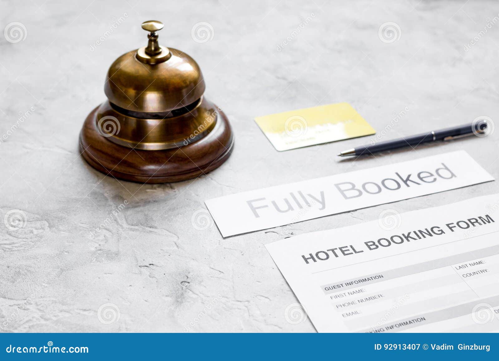 Reservation Form on Hotel Reception Stone Desk Background Stock Image ...