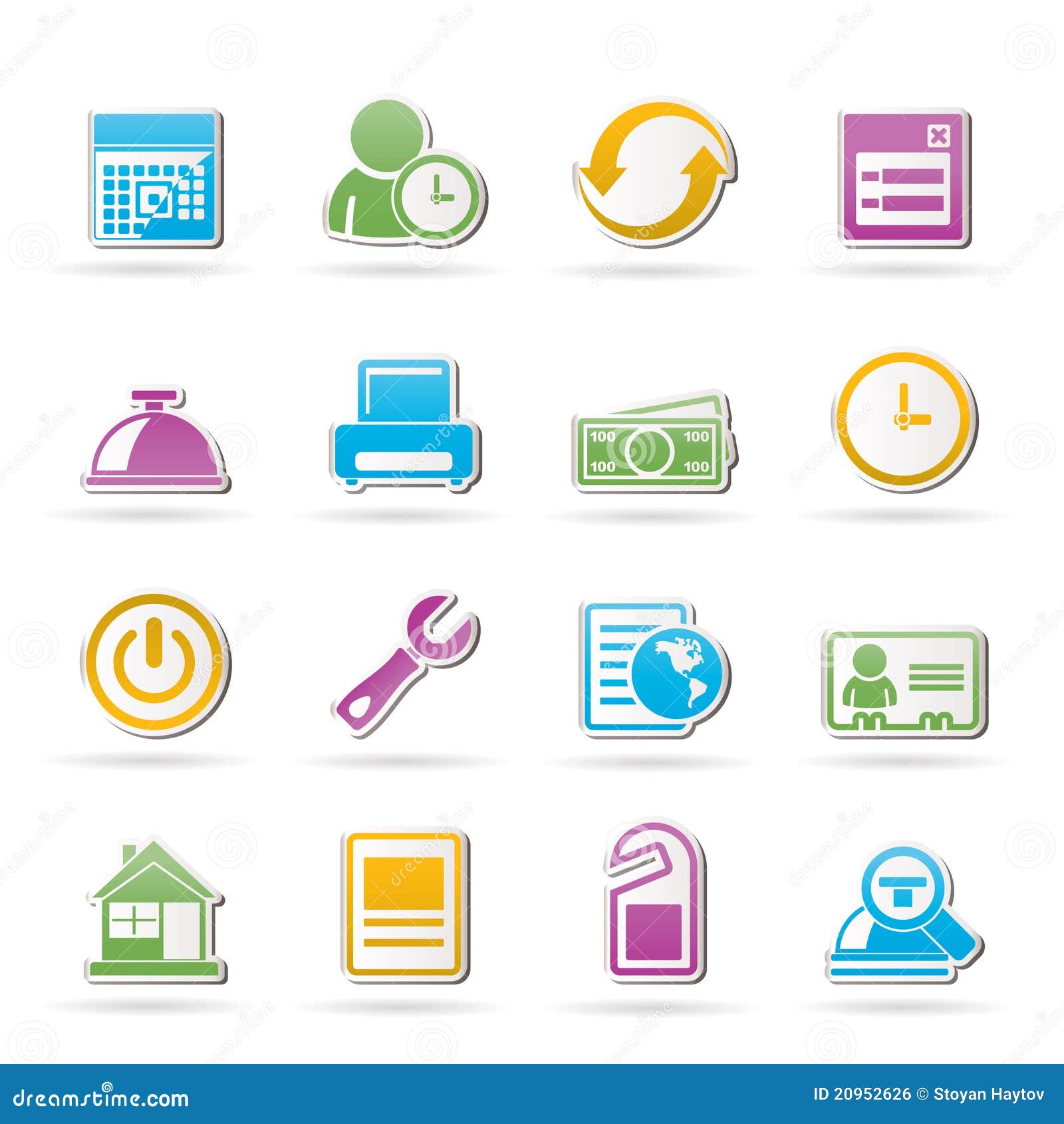 Reservation and Hotel Icons Stock Vector - Illustration of money, icons ...