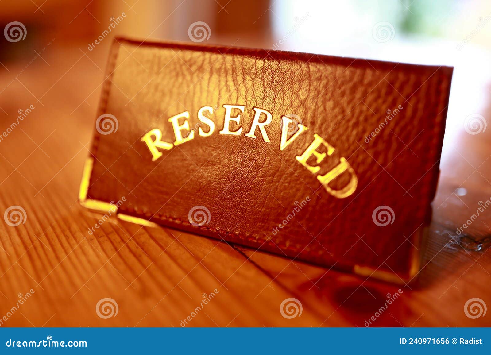 Reserved Badge Embossed on Leather Base Stock Photo - Image of note ...