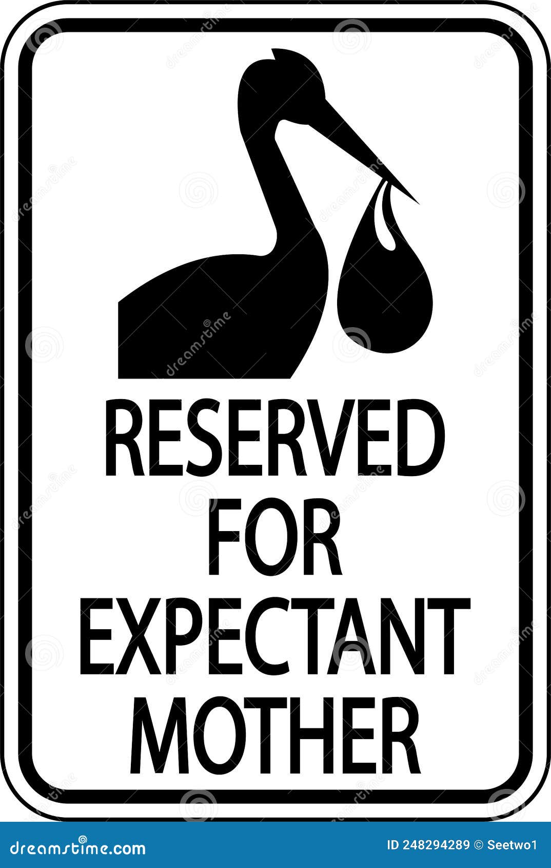 Reserved Expectant Mother Sign on White Background Stock Vector ...