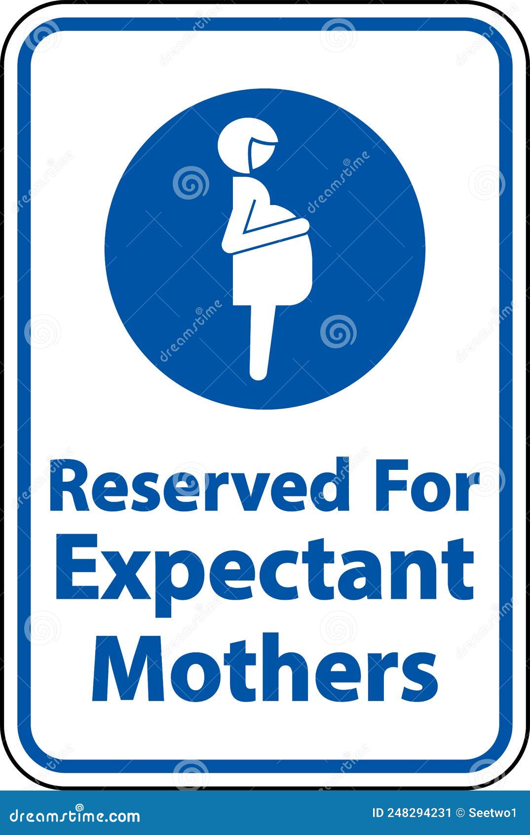 Reserved Expectant Mothers Sign on White Background Stock Vector ...