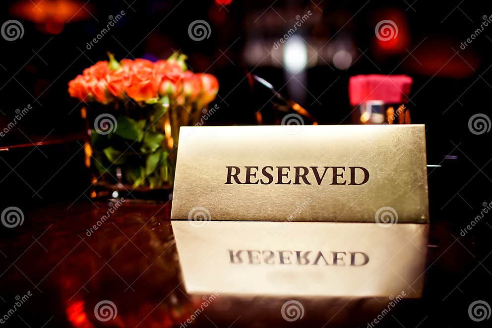 Reserved Sign in Restaurant Stock Image - Image of events, announcement ...
