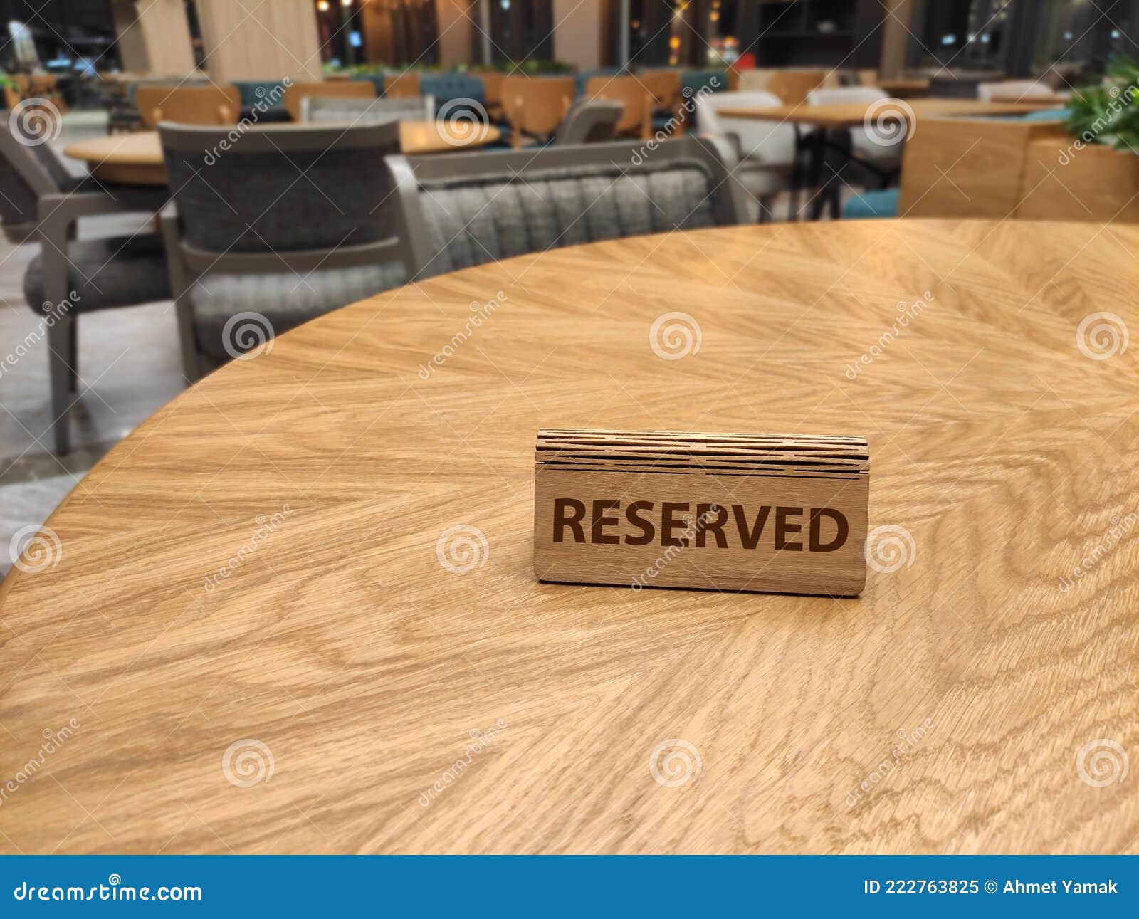 Wooden Reserved Sign in Restaurant on Table Stock Image - Image of ...