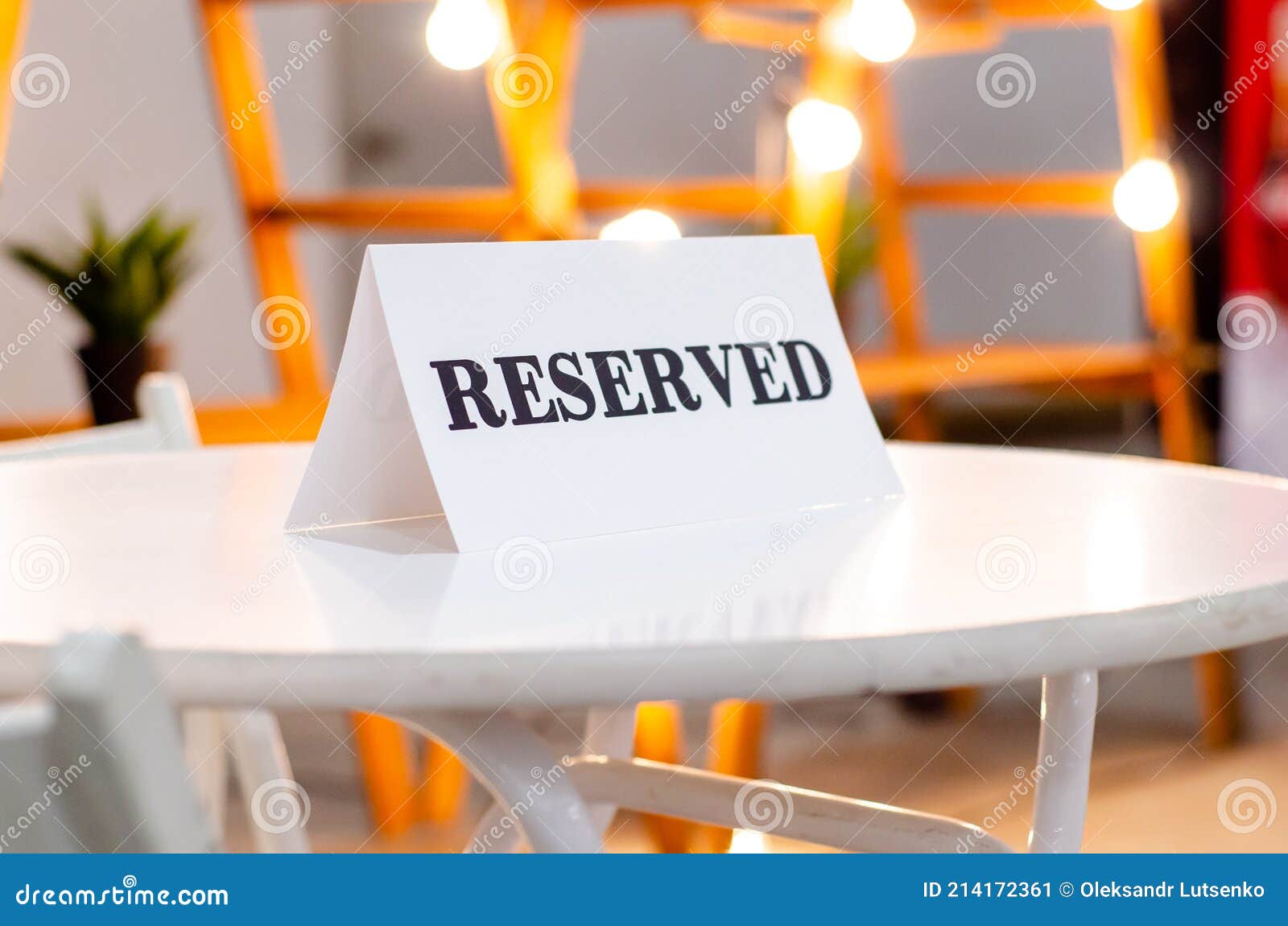 Reserved Sign on a Table in Restaurant Stock Image - Image of plate ...
