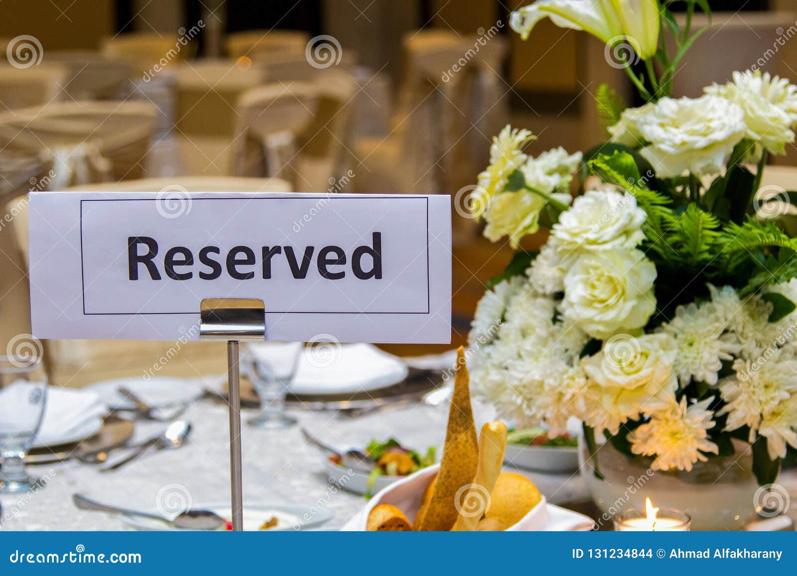 Reserved sign at a table stock photo. Image of celebration - 131234844