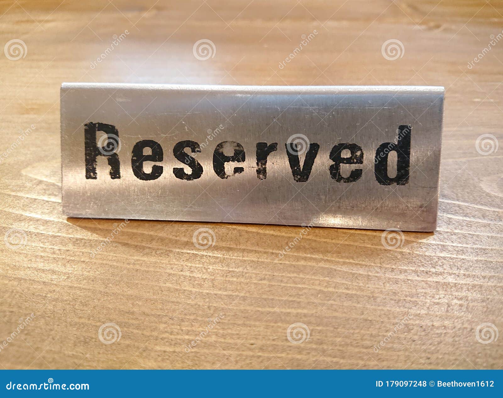 Reserved Signage on Wooden Table Stock Photo - Image of signage, tables ...
