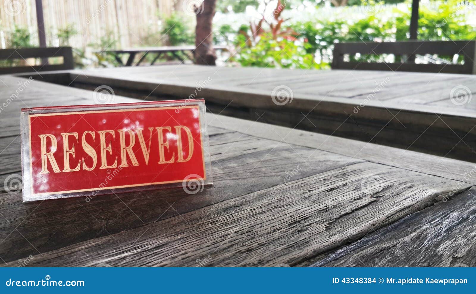 Reserved stock photo. Image of wooden, table, garden - 43348384