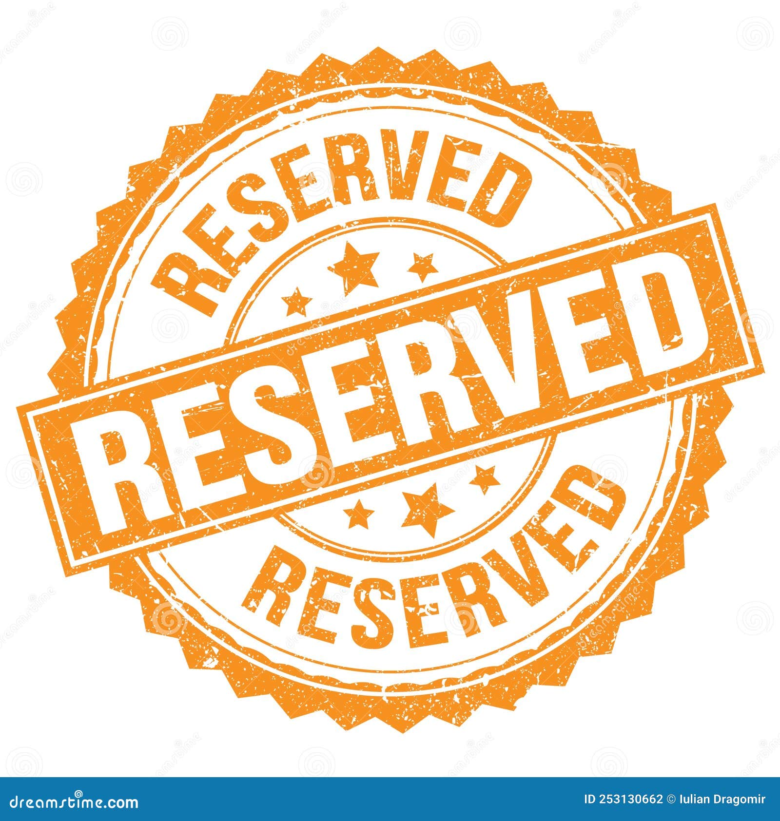 RESERVED Text on Orange Round Stamp Sign Stock Illustration ...