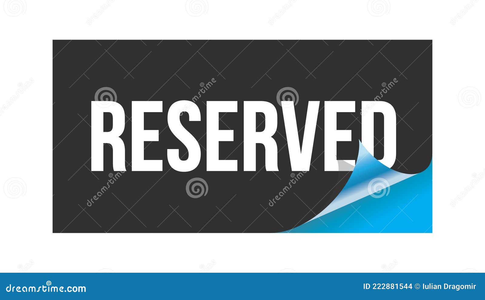 RESERVED Text Written on Black Blue Sticker Stock Illustration ...