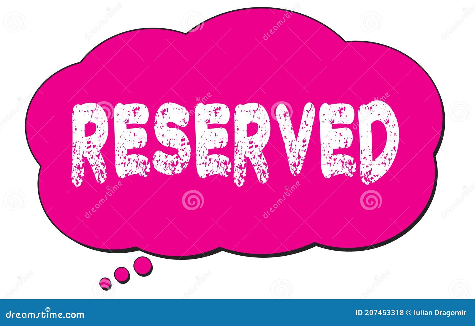 RESERVED Text Written on a Pink Cloud Bubble Stock Illustration ...