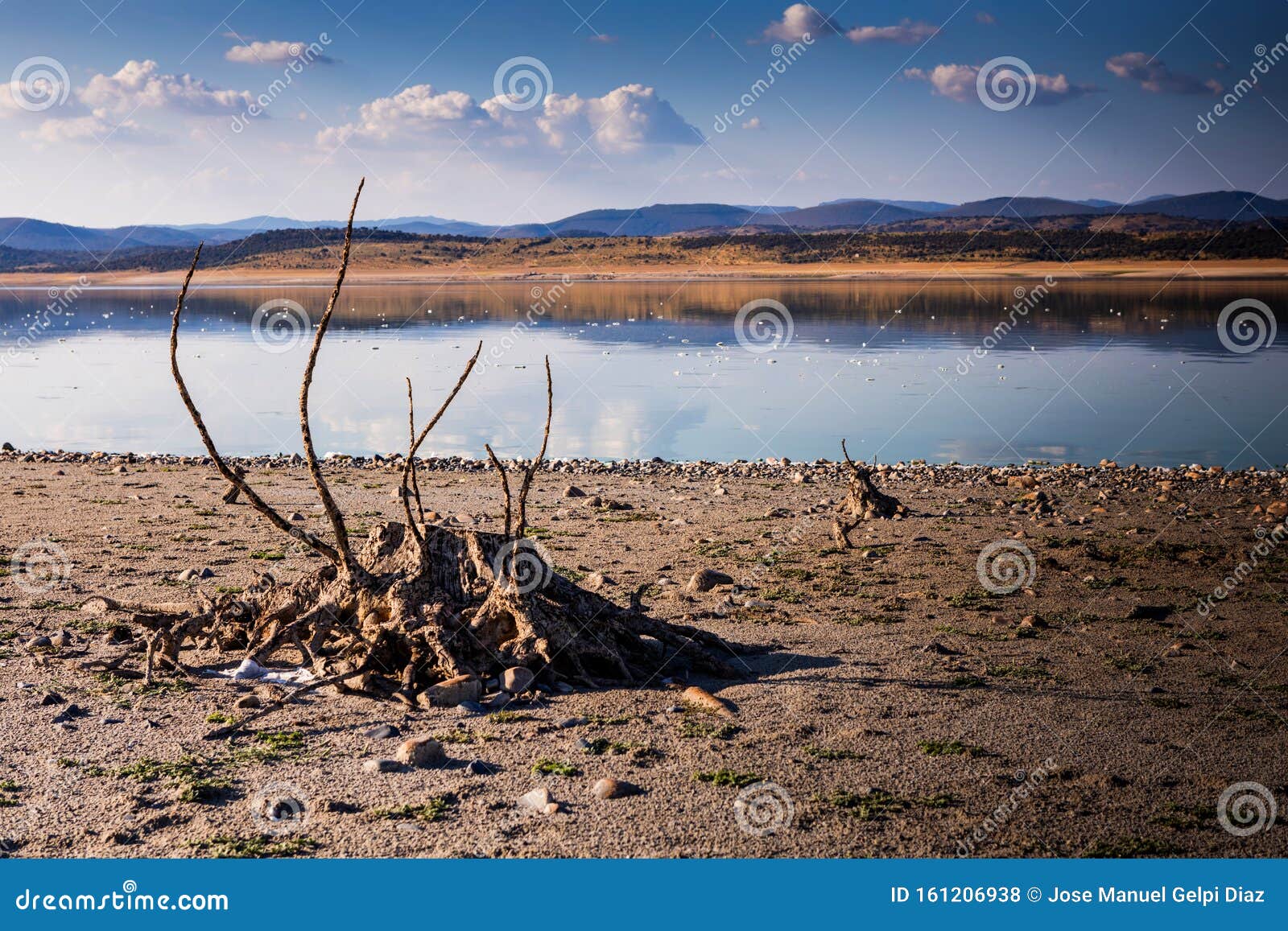 Reservoir almost Empty Due To Drought Stock Photo - Image of ground ...
