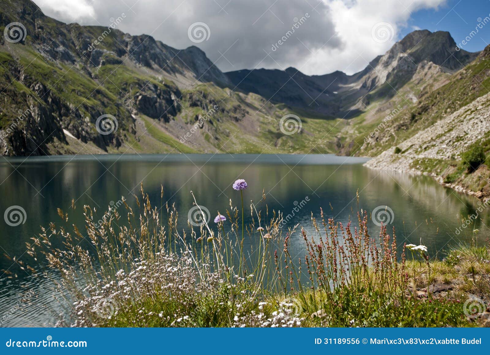 Reservoir in the Mountains of the Spanish Pyrenees Stock Photo - Image ...