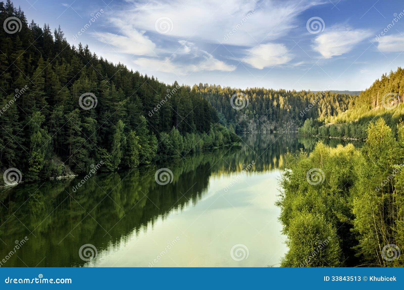 Reservoir stock image. Image of dawn, grass, blue, forrest - 33843513
